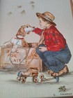 Vintage C. Carson Signed Oil Canvas Boy Puppy For Sale Roller Skates ...