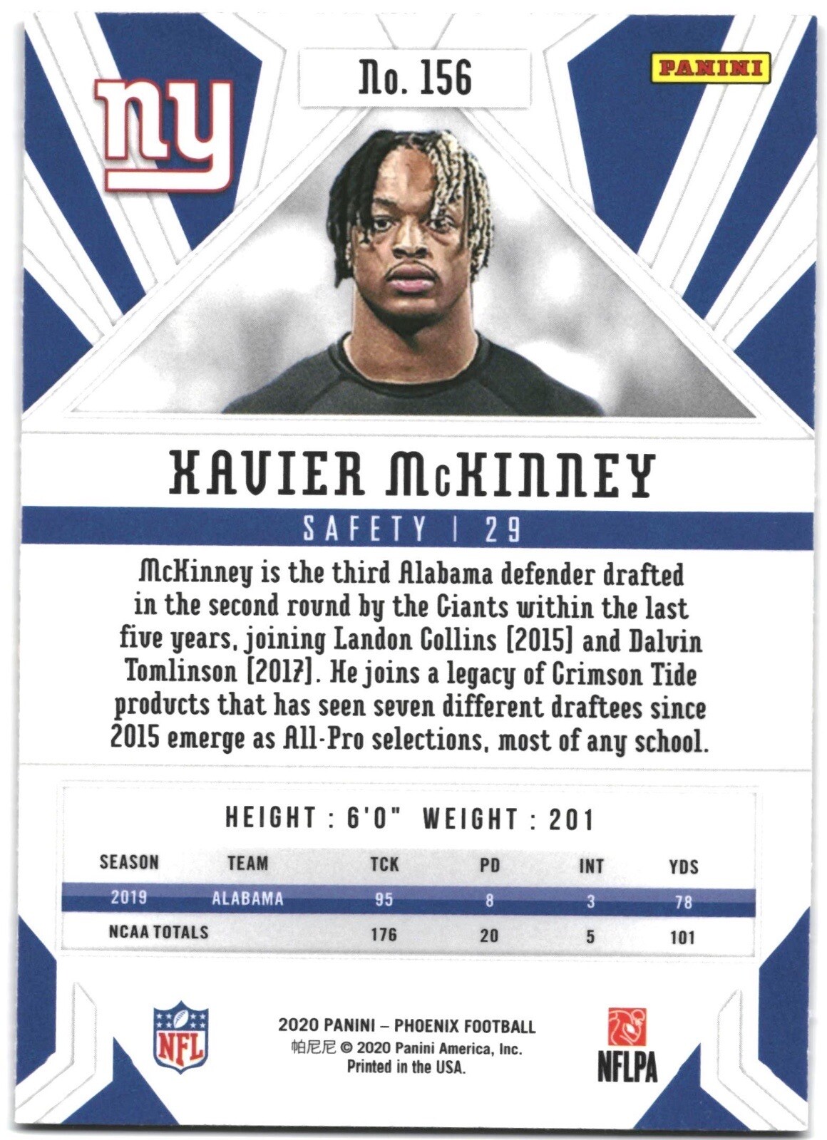 2020 NFL Phoenix Fire Burst Xavier McKinney Rookie Card New York Giants ...