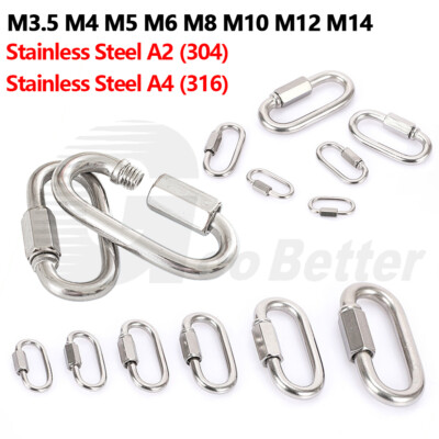 Stainless Steel Quick Release Screw Carabiner Clip Snap Hook Heavy Duty ...