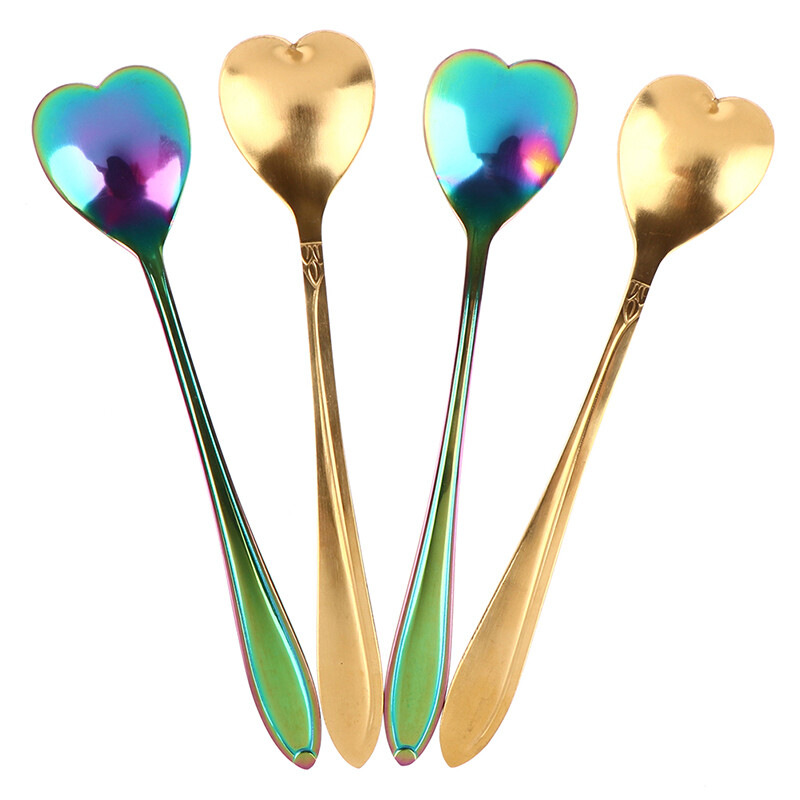Heart Shape Coffee Spoon Dessert Sugar Stirring Spoons Teaspoon ...