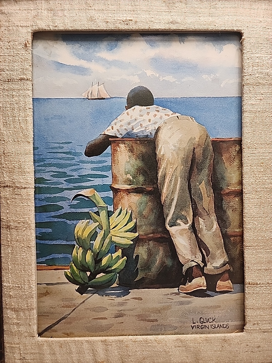 Vintage Larry Gluck "A Young Man And His Dreams" Watercolor With Frame ...