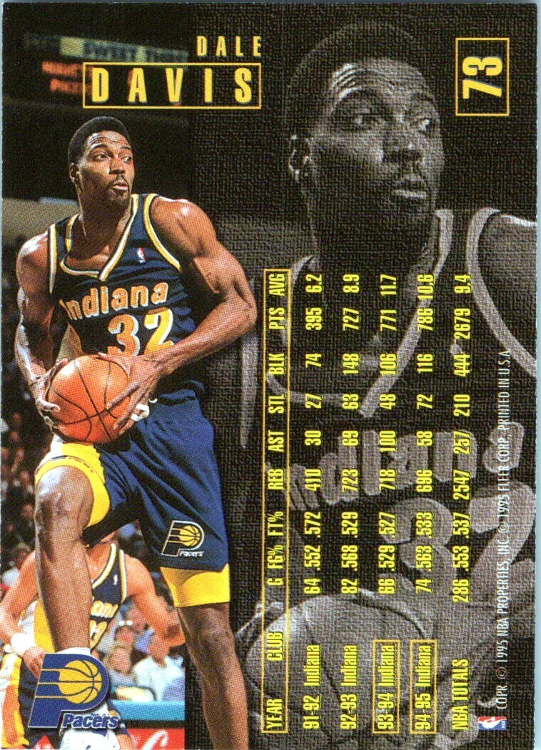 1995-96 Fleer Dale Davis Indiana Pacers #73 NBa Card | eBay