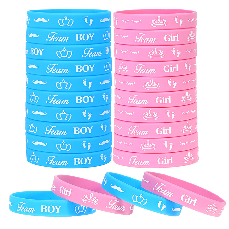 36Pcs Gender Reveal Bracelets Team Boy Silicone Wristbands Team Girl ...