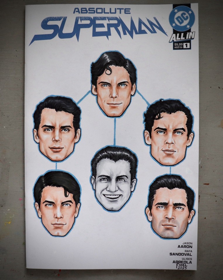 Original Comic Art Blank Sketch Cover Man Of Steel Cavill Reeve ...