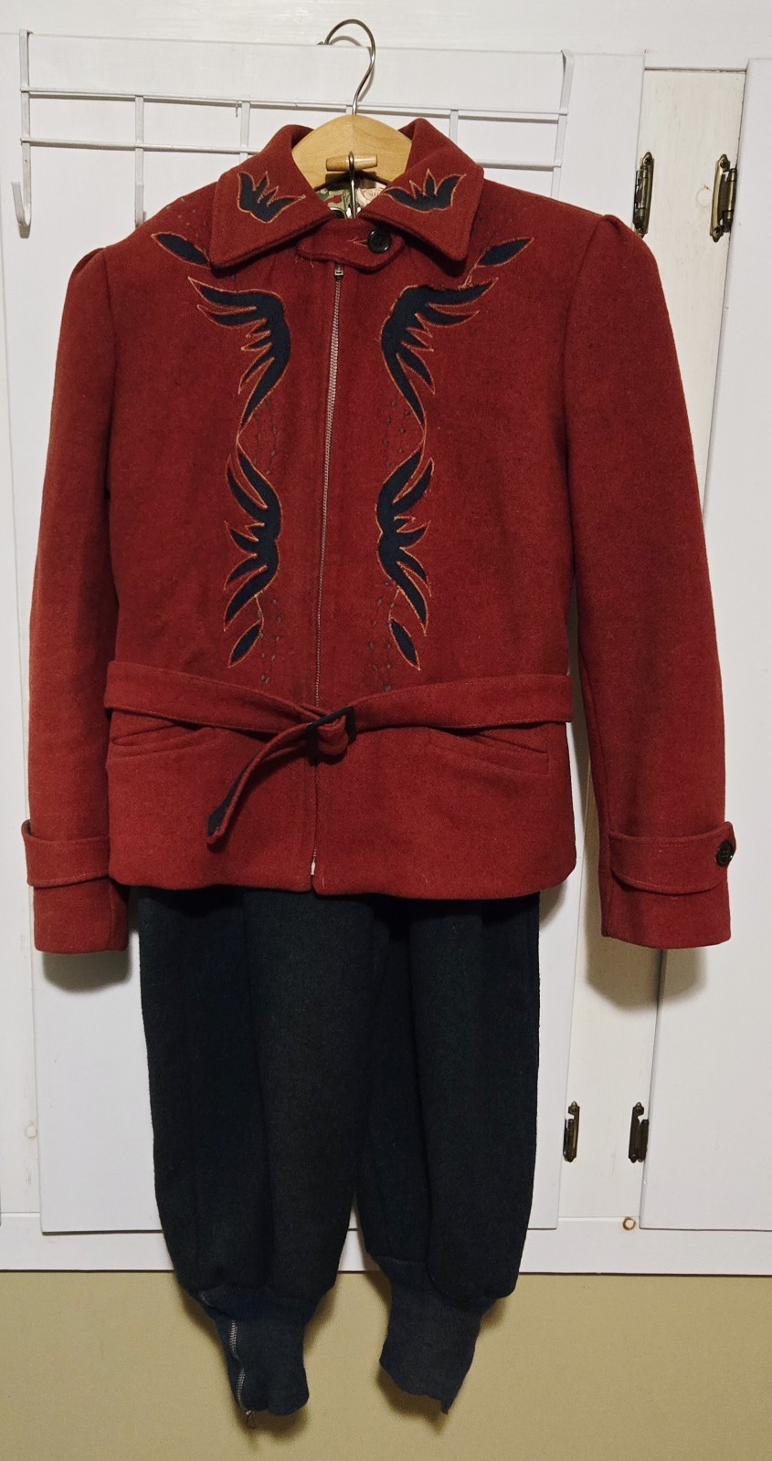 1930s-40s Snow Suit Alpine Ski Suit 3 Piece Wool Gab… - Gem
