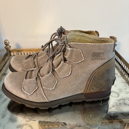 Sorel Boots Womens Size 9 Waterproof Leather Canvas Lace Up Outdoor | eBay