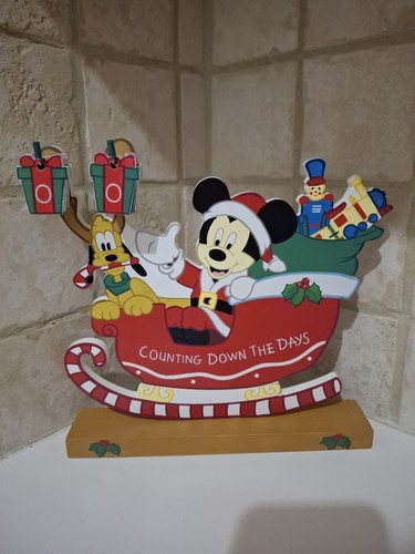 Vintage Disney Mickey Mouse Christmas Count Down Calendar Wooden Santa ...