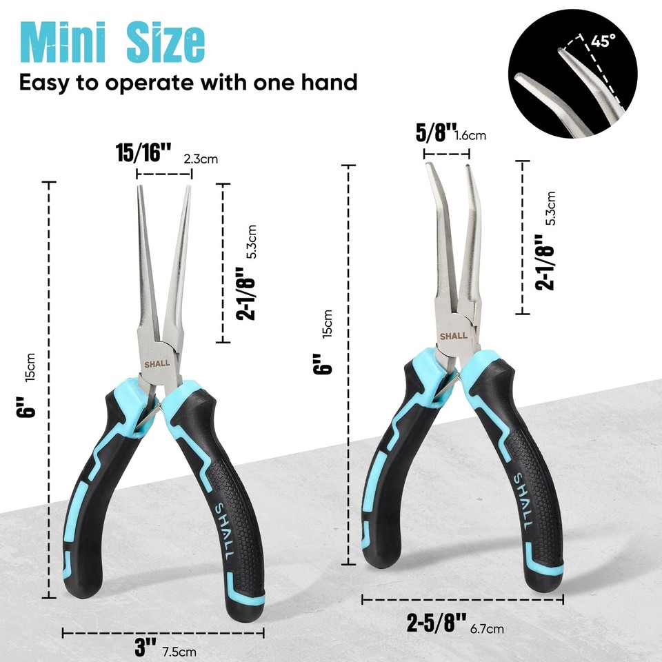 6" Mini Needle Nose Pliers Set, 2PCS Long Nose Pliers & Bent Nose ...
