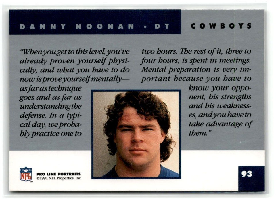 1991 Pro Line Portraits FOOTBALL #93 Danny Noonan Dallas Cowboys | eBay