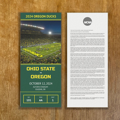 2024 Oregon Ducks Football Commemorative Custom Ticket Stub Any Game ...