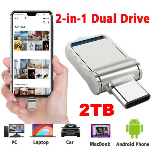 2TB Dual 2 In 1 Type C USB3.0 Mini Flash Drive Memory USB Stick Thumb ...