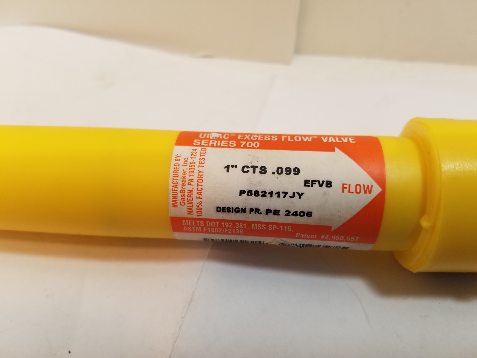 New UMAC Excess Flow Valve Series 700 1" CTS .099 P582117JY | eBay