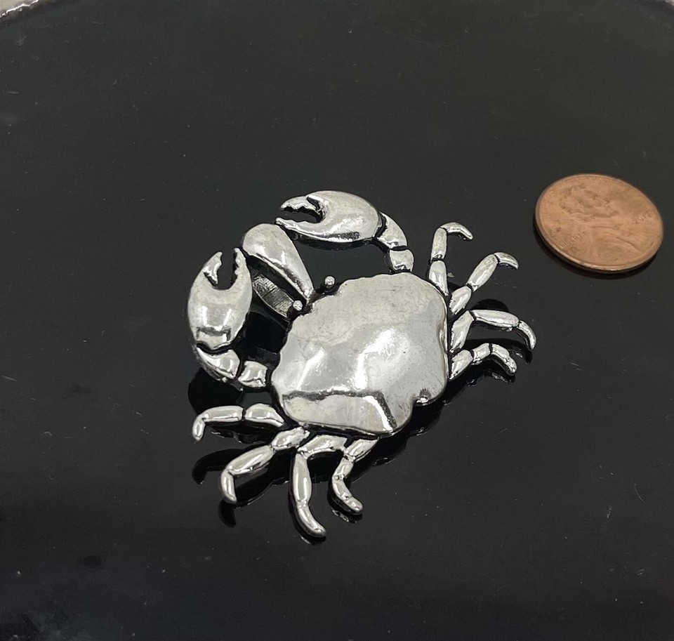 Large Crab Antique Silver Pewter / Alloy Pendant Crusty Crustacean ...