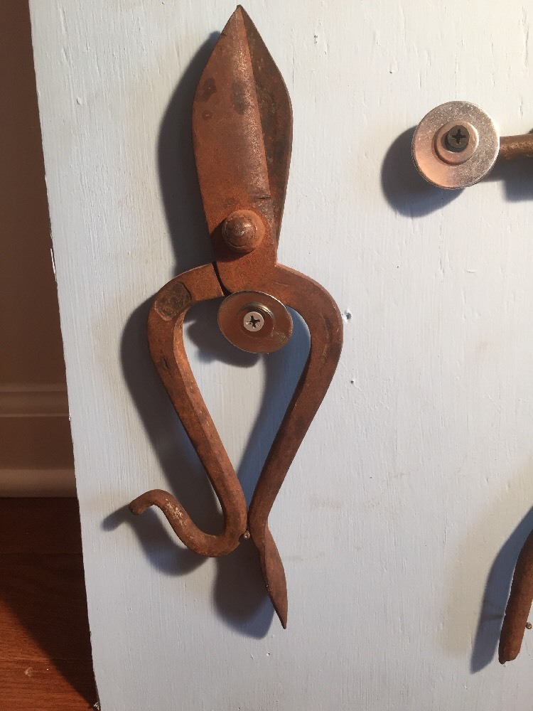 Primitive Hand Forged Wrought Iron Tool Lock Ax Caliper Pliers Hammer ...