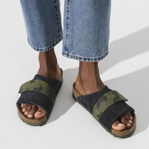 Birkenstock Kyoto Navy Green Camo Suede Sandals EU 42 Mens 9-9.5 Rare ...
