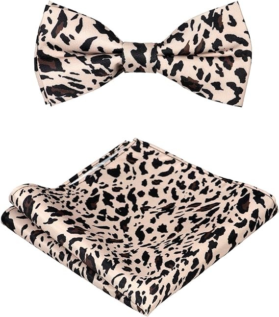 Concitor Men's Dress Vest LEOPARD Pattern Design Mens Bow Tie and Hanky ...