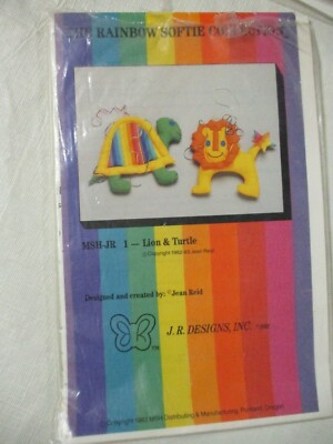 1983 The Rainbow Softie Collection Jean Reid- Lion and Turtle Pattern ...
