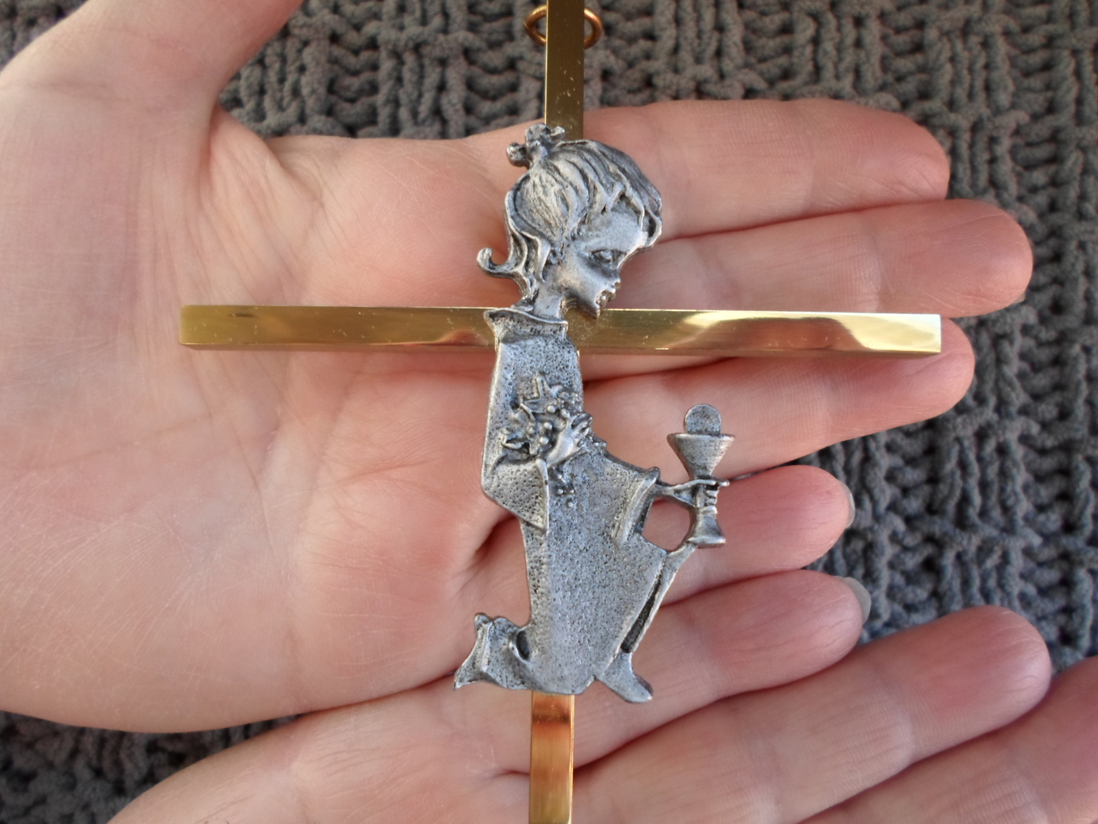 Vintage Frederick Singer - FIRST HOLY COMMUNION - cross crucifix - GIRL ...