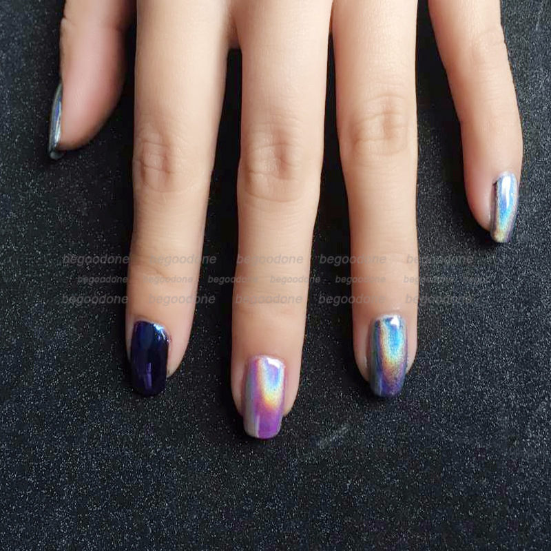 Holographic Unicorn Effect Mirrow Chrome Powder NO Polish Magic Nails ...