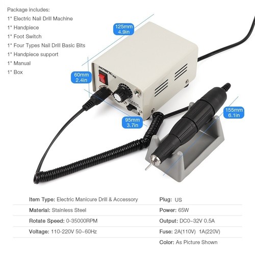 Strong 90 65W 35000rpm Electric Nail Art Drill Machine Electric ...