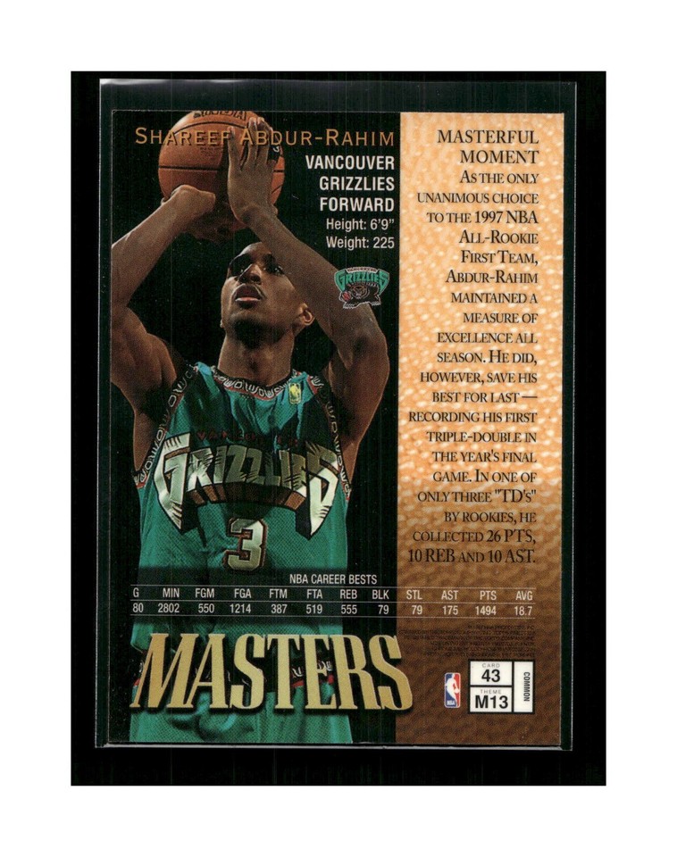 1997-98 Finest Vancouver Grizzlies Basketball Card #43 Shareef Abdur-Rahim | eBay