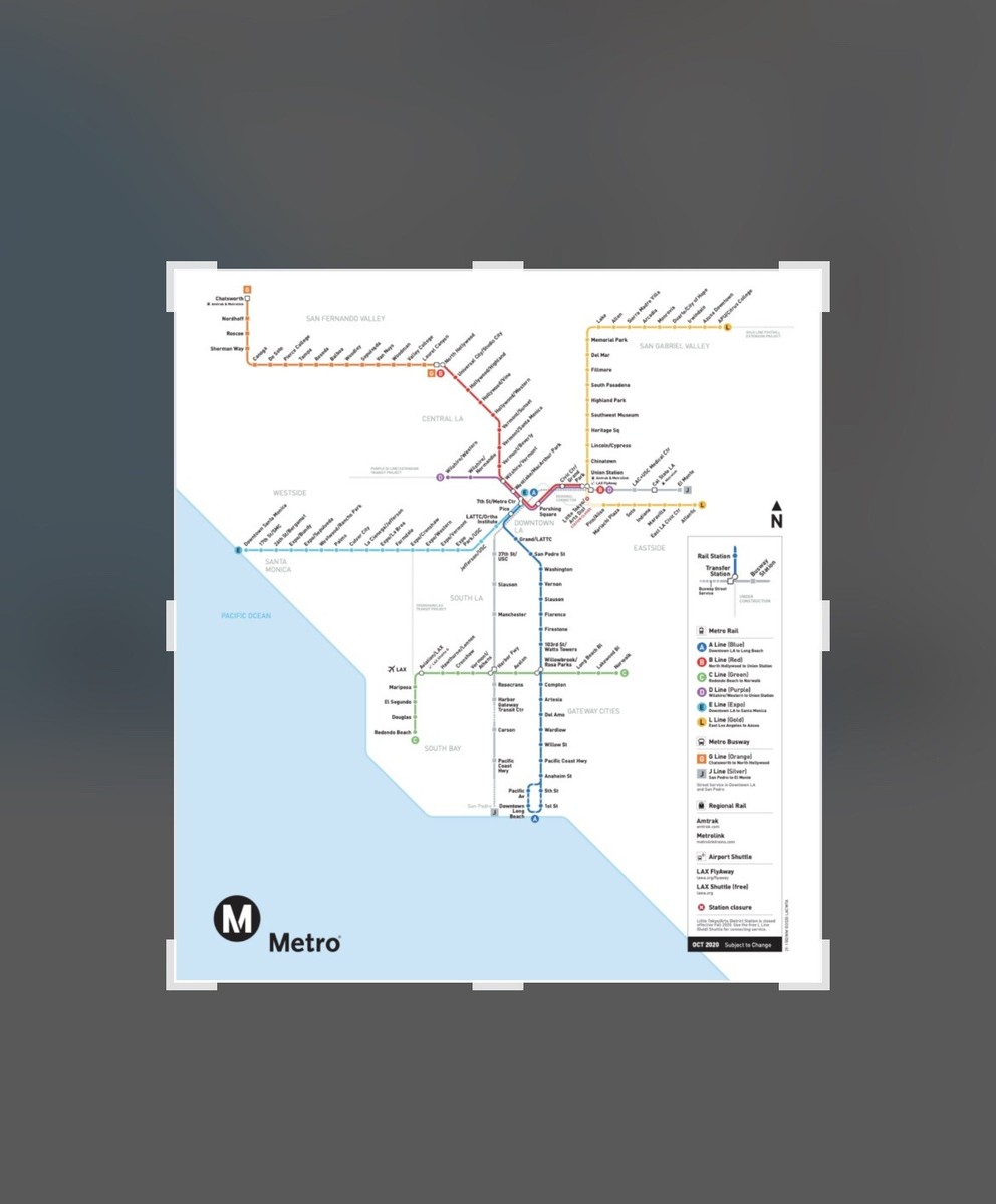 Downtown Los Angeles Metro Map Los Angeles Wall Decal Go Metro Map
