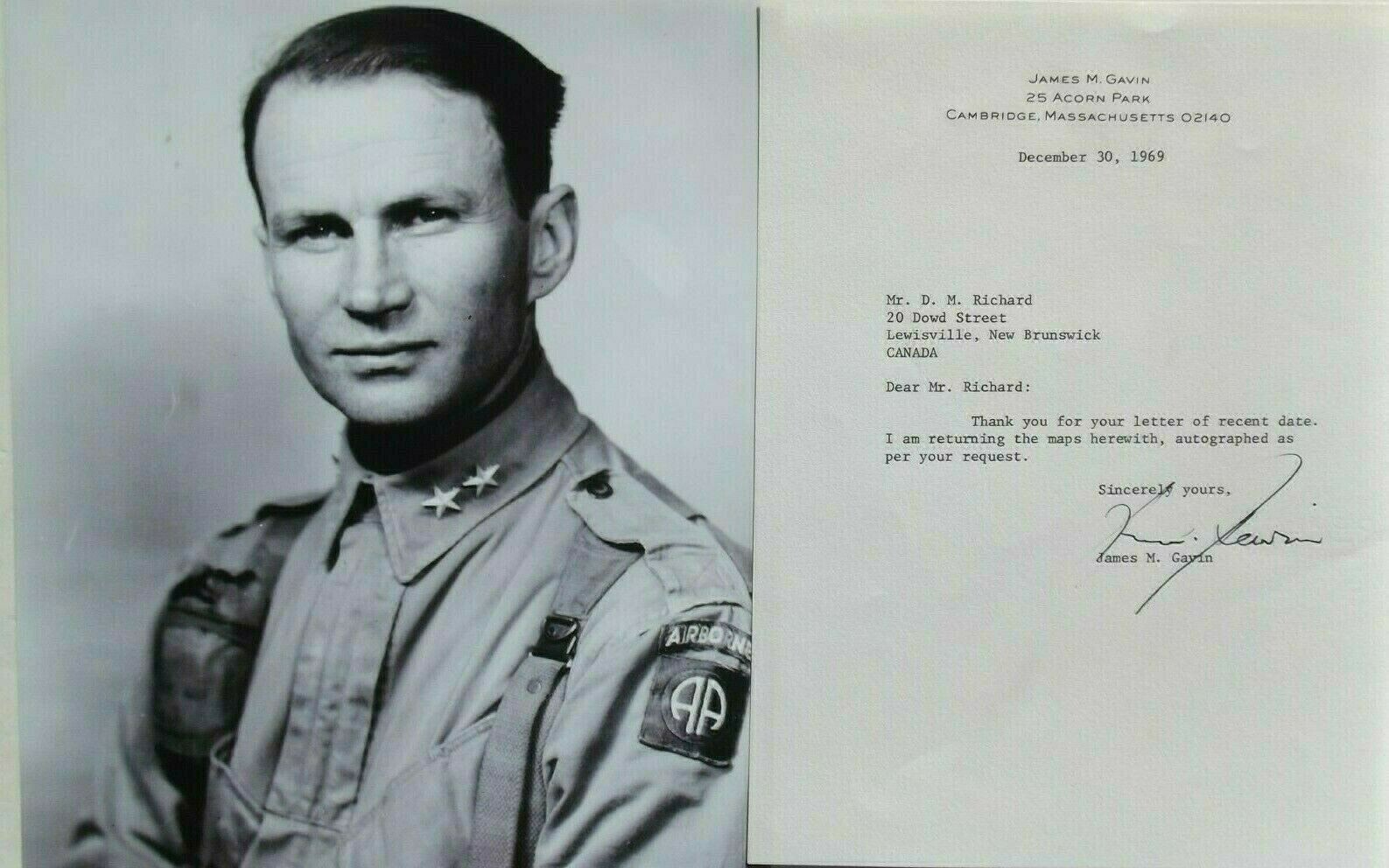 General James M. Gavin Signed WW II 82nd Airborne Commander Autograph ...