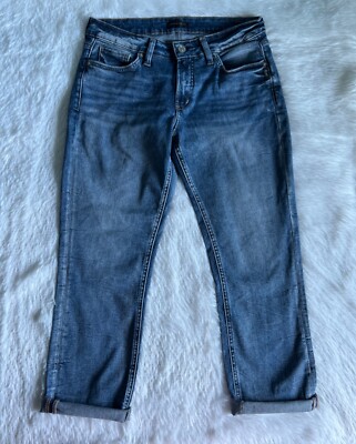 Silver Jeans Women’s Sz 31 Britt Capri Mid Rise Medium Wash Stretch | eBay