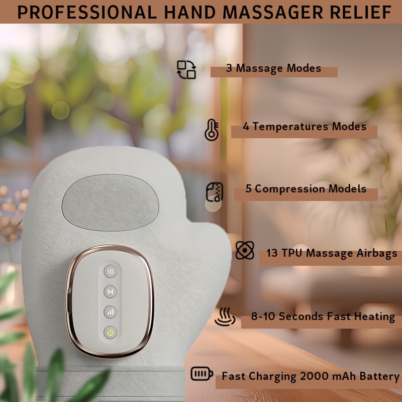 Wireless Electric Hand Massager Air Compression Hot Compress Palm ...