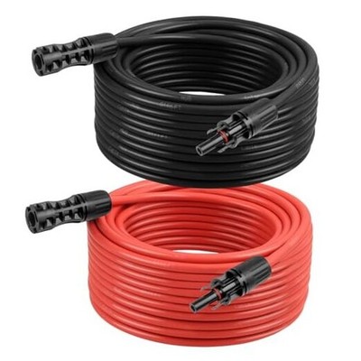8 AWG Solar Extension Cable 50FT Black + 50FT Red, 8 Gauge Solar 8AWG ...