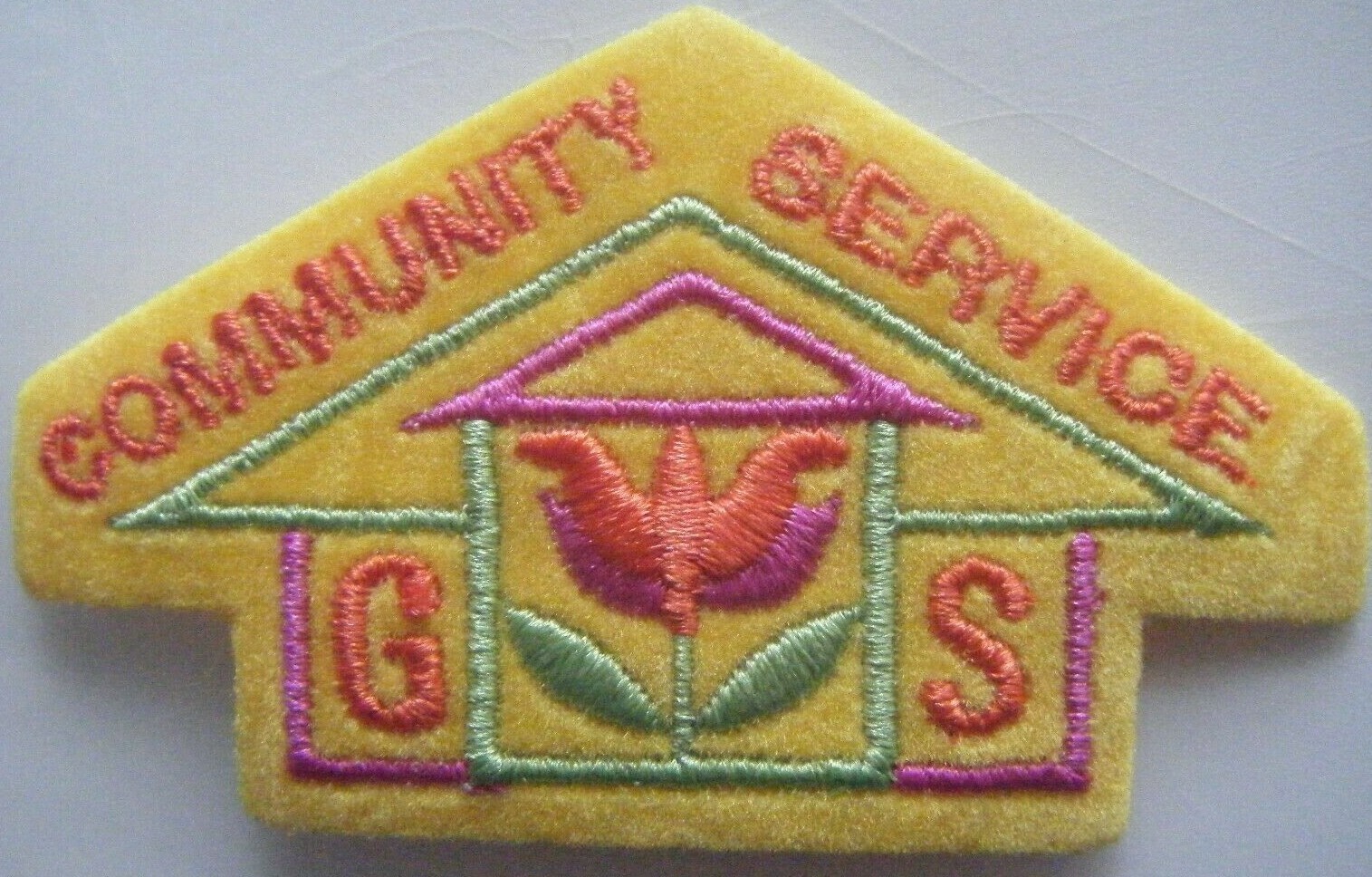 GIRL SCOUTS COMMUNITY SERVICE Badge Patch NEW Unused Vintage merit GSA ...