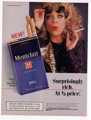 vintage 1980s magazine ad MONTCLAIR Cigarettes smoking smoker Big 80s ...