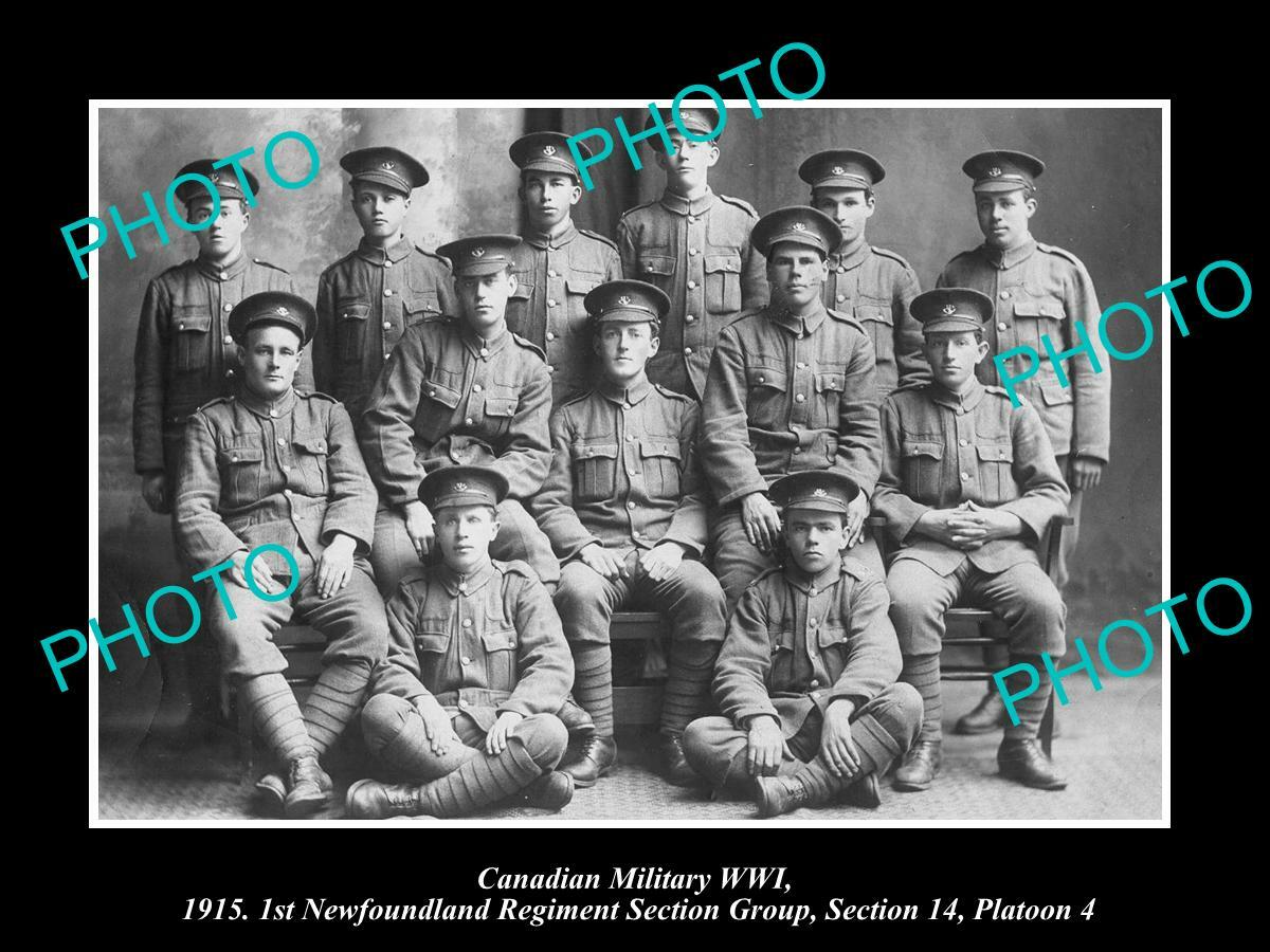 POSTCARD SIZE PHOTO OF CANADIAN MILITARY WWI 1st NEWFOUNDLAND REGIMENT ...