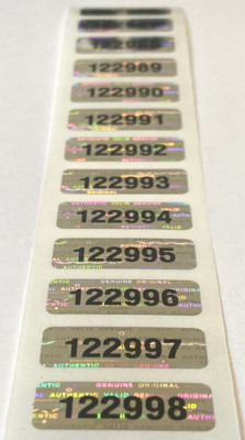 100- SERIAL NUMBER SECURITY HOLOGRAM LABELS STICKERS-TAMPER PROOF-1 X ...