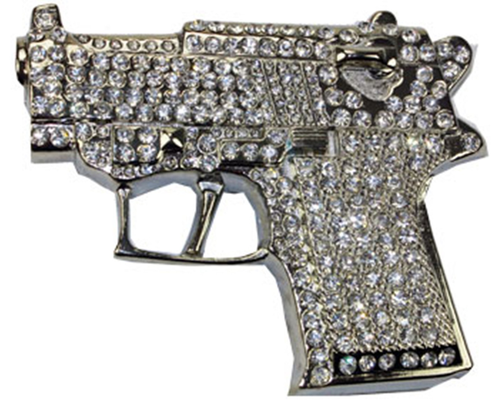 Mini Small Glock Gun Belt Buckle New Men Blinged Iced Style Silver Rock ...