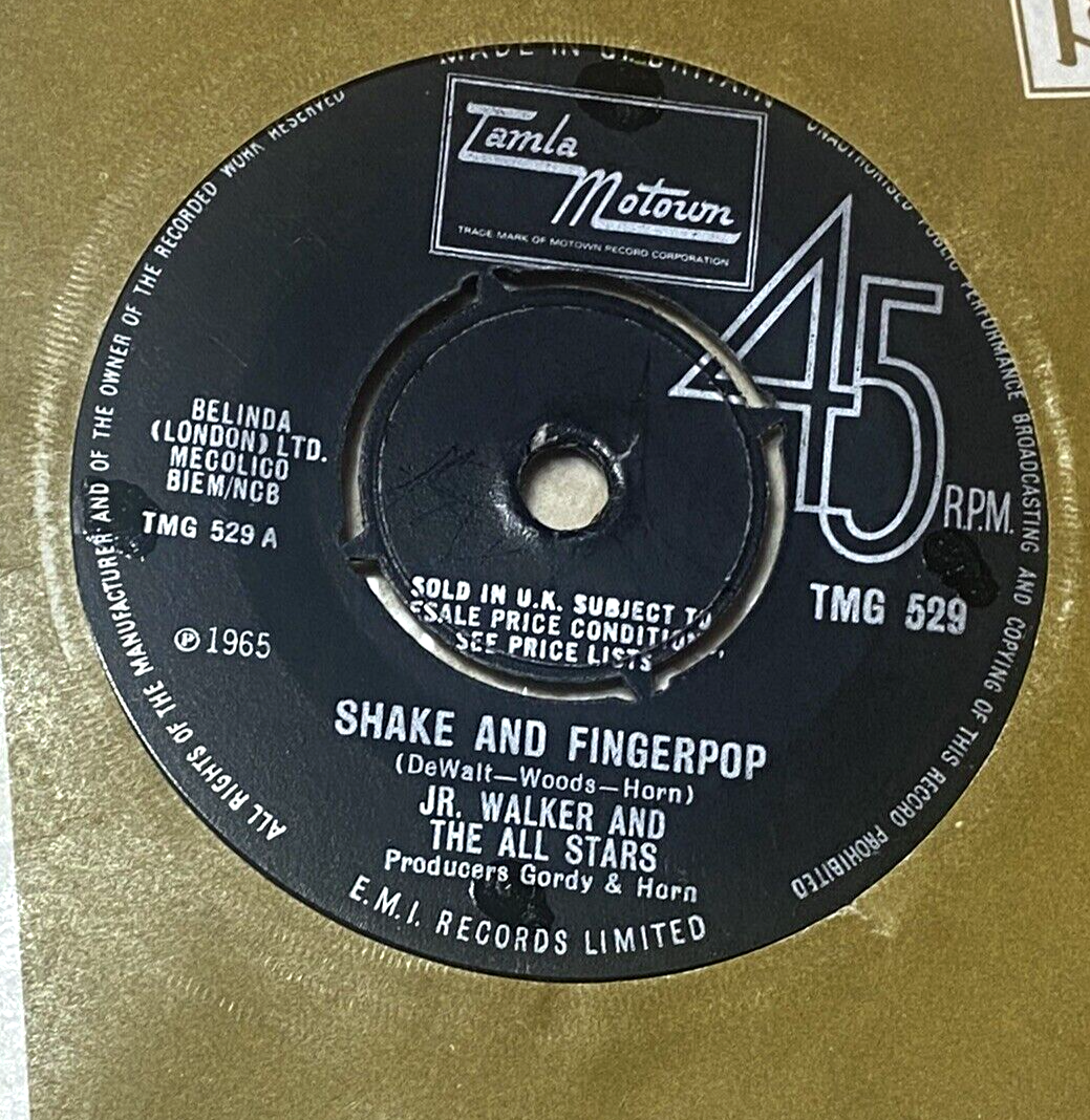 JNR. WALKER ALL STARS "SHAKE AND FINGERPOP " TMG 529 45RPM VG+ GREAT ...