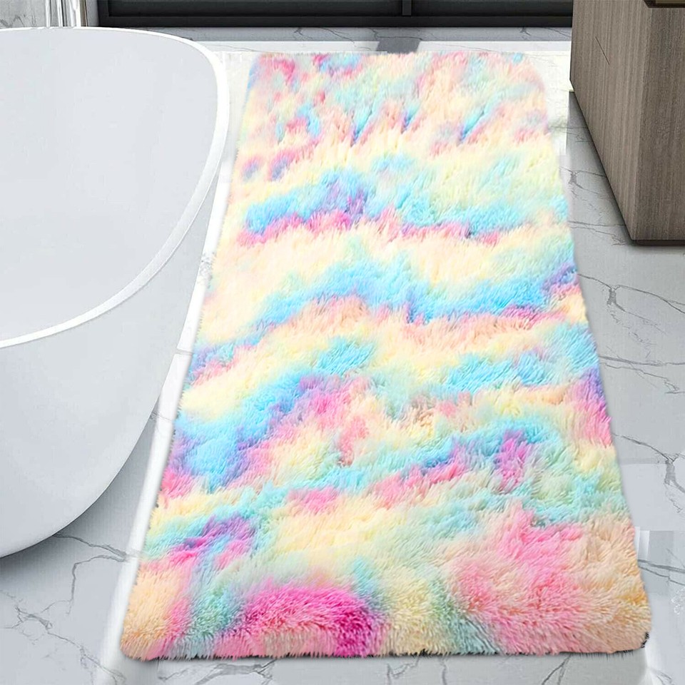 Extra Long Non Slip Shaggy Bath Mat Bathroom Rugs Super Soft Washable ...
