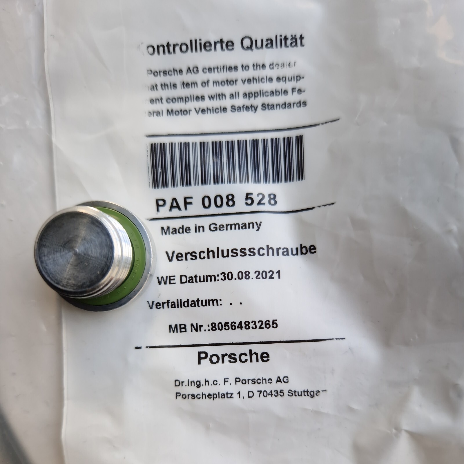 Genuine Porsche Panamera 970 turbo gearbox Screw plug 97032180500 ...