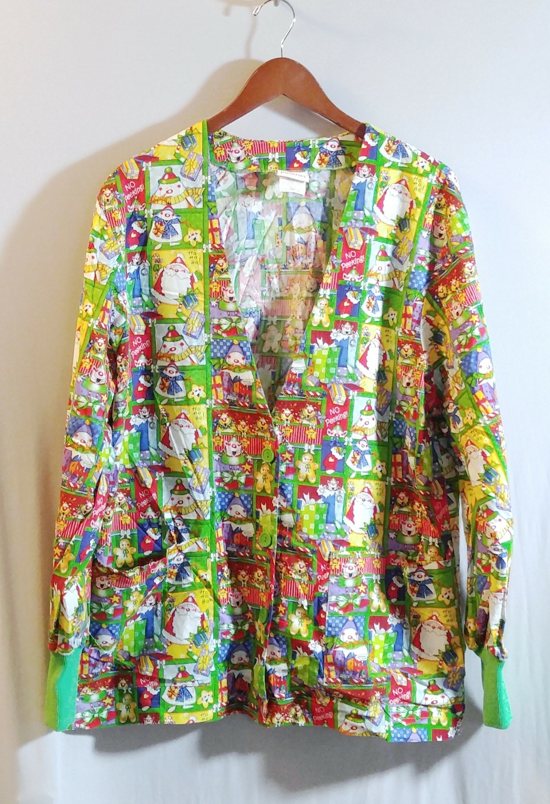 Snowman+Elves+Santa Clause Medium Long Sleeve Scrub Top | eBay