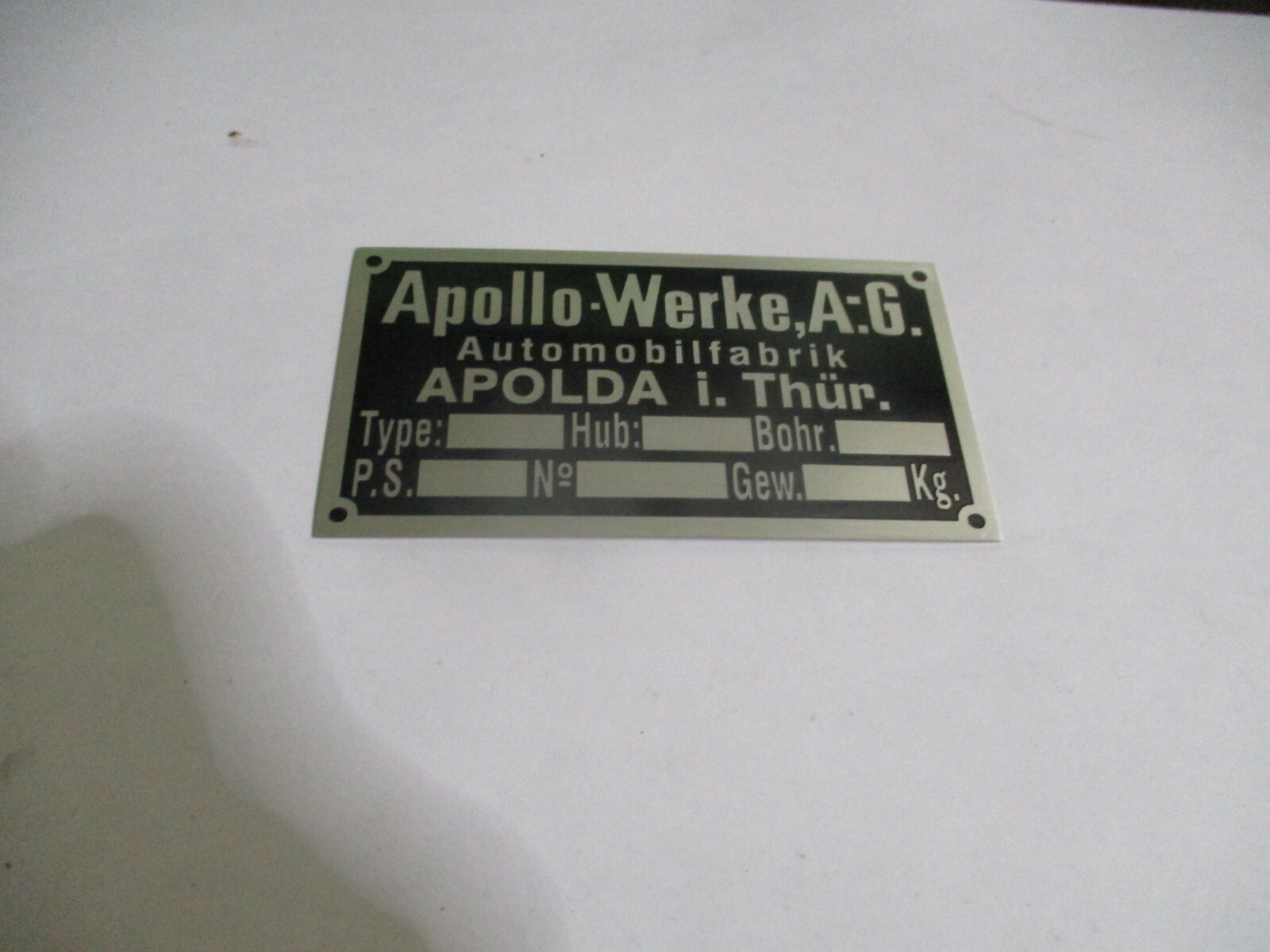 Type Plate Sign Apollo Works Apolda Classic Car | eBay
