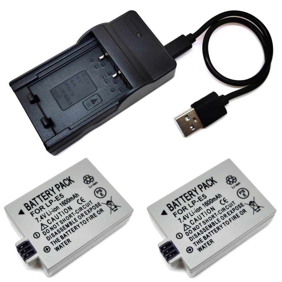 Battery Pack / USB Charger For Canon LP-E5 LC-E5 LC-E5E CBC-E5 USA ...