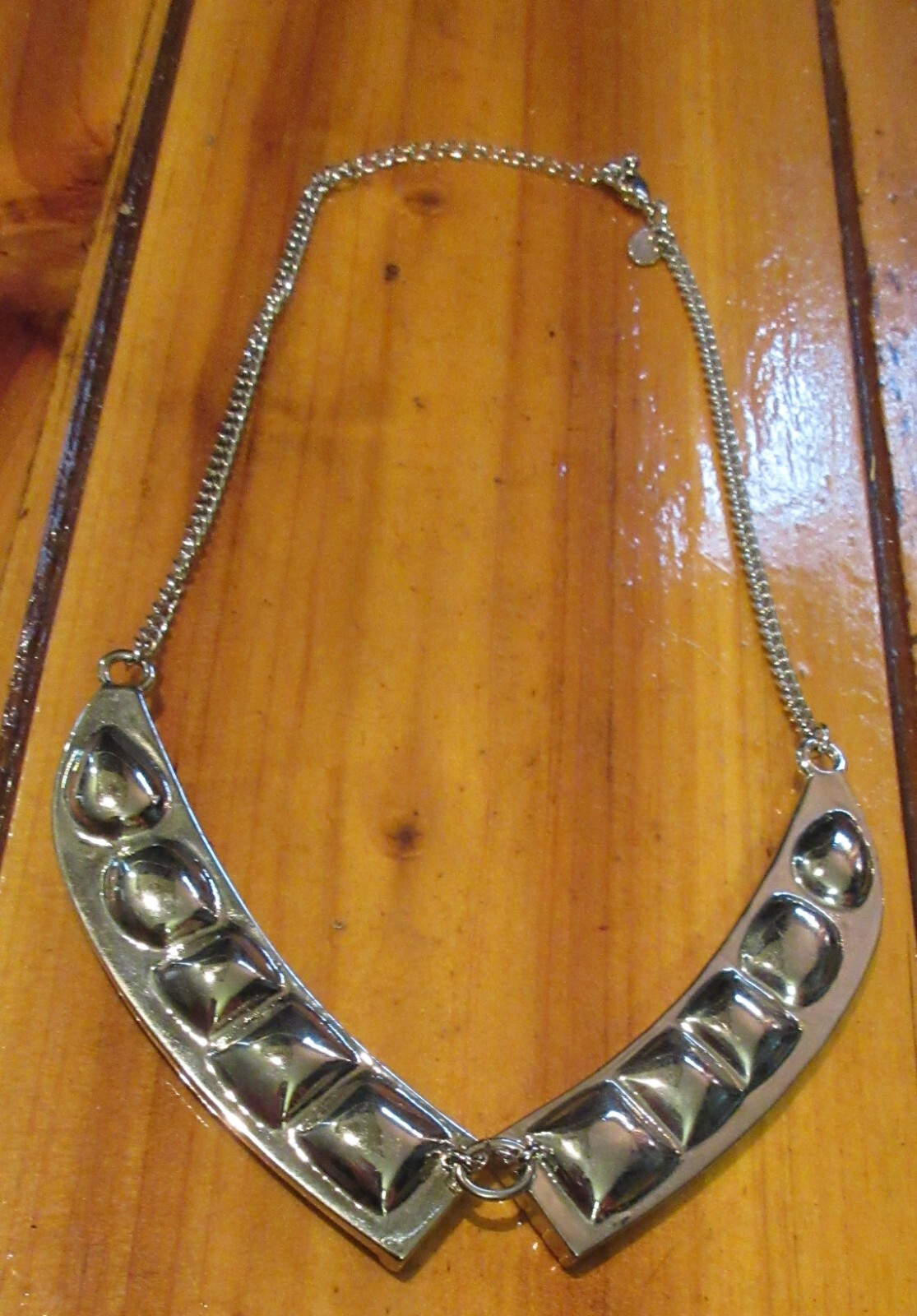 20" EXPRESS chunky all silver tone metal Necklace adj… - Gem