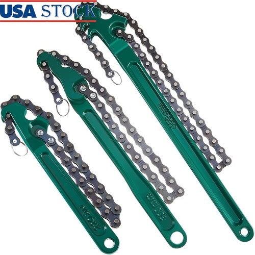 3 Pcs Heavy Duty Adjustable Chain Wrench Set Oil Filter & Pipe Fitting ...