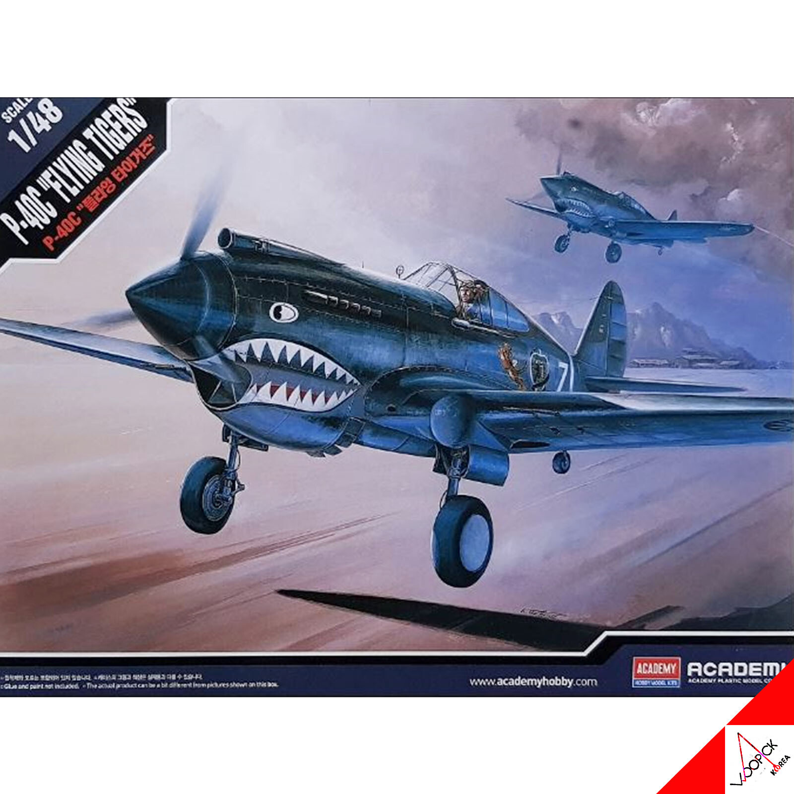 Academy 1/48 P-40C "FLYING TIGERS" TOMAHAWK USAAF Plastic Model kit Toy ...