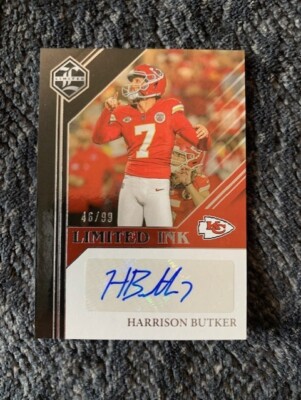 Harrison Butker 2023 Panini Limited Ink signatures Rare SP Auto Silver ...