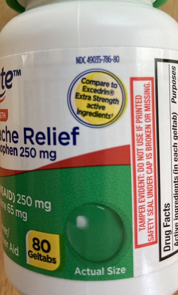 Equate (Generic Excedrin) Extra Strength Headache & Pain Relief~80 ...