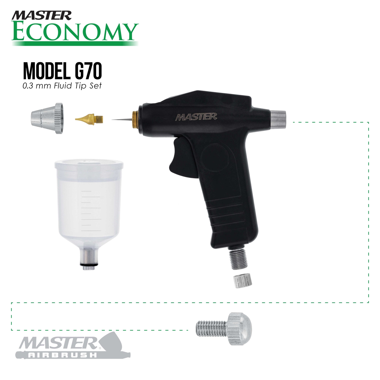 Master Economy Series G70 Airbrush Kit with Master Compressor TC-20 ...