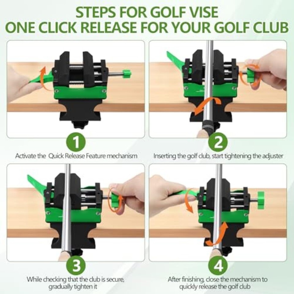 Golf Club Regrip Kit 2 Quick Release Clamp for Golf Shafts up to For ...
