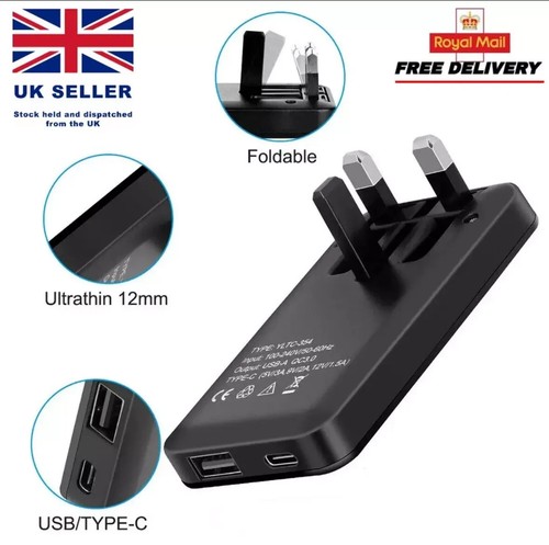 NewUltra Fast Charger Plug USB-C USB Quick Charge Folding UK Plug ...