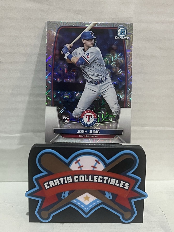 2 Card Josh Jung Rc Lot 2023 Bowman Chrome #43 Mojo Refractor & Topps ...